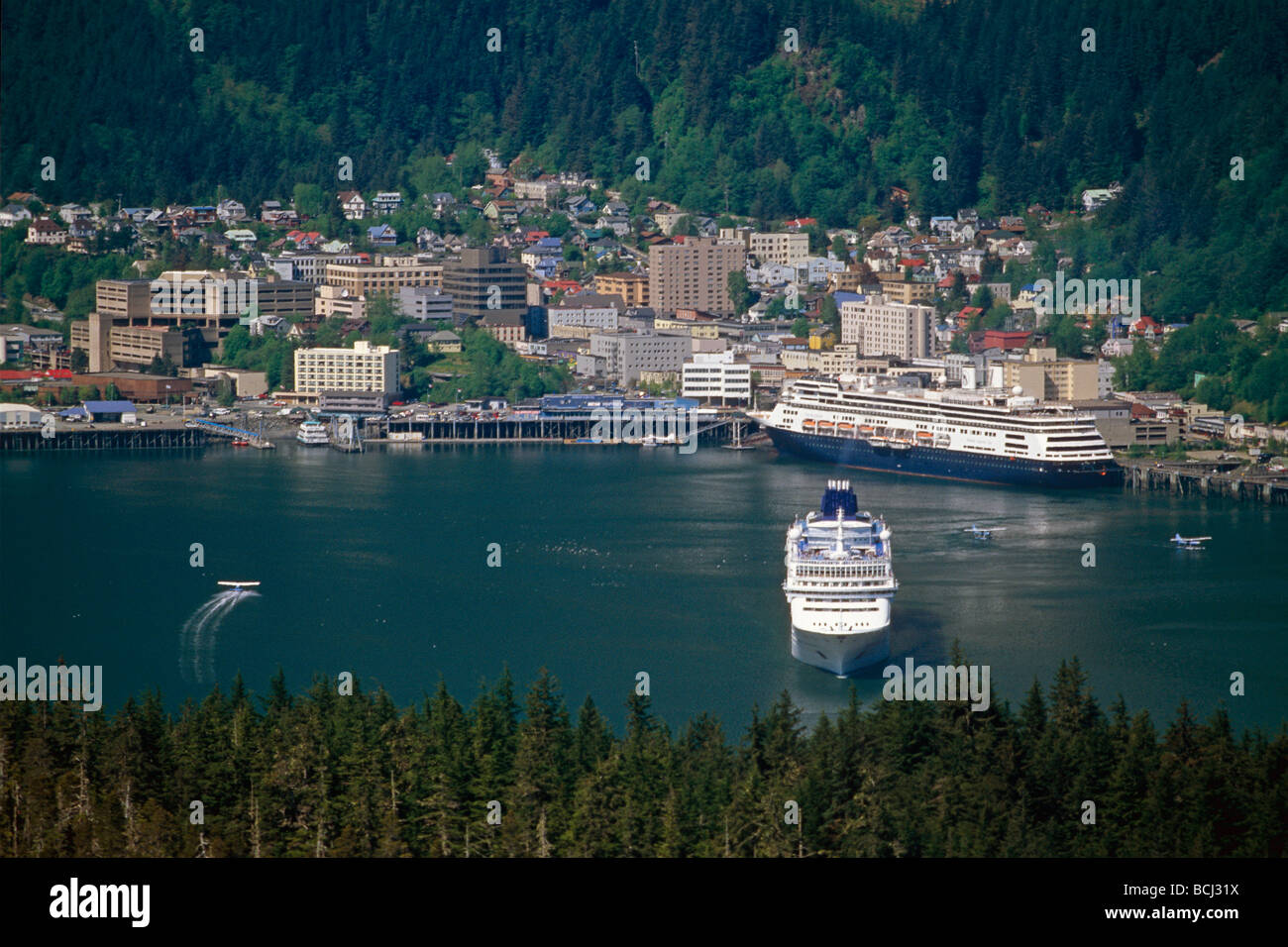 Juneau w/Cruiseships from Mt Jumbo Tongass NF SE AK Summer Stock Photo ...