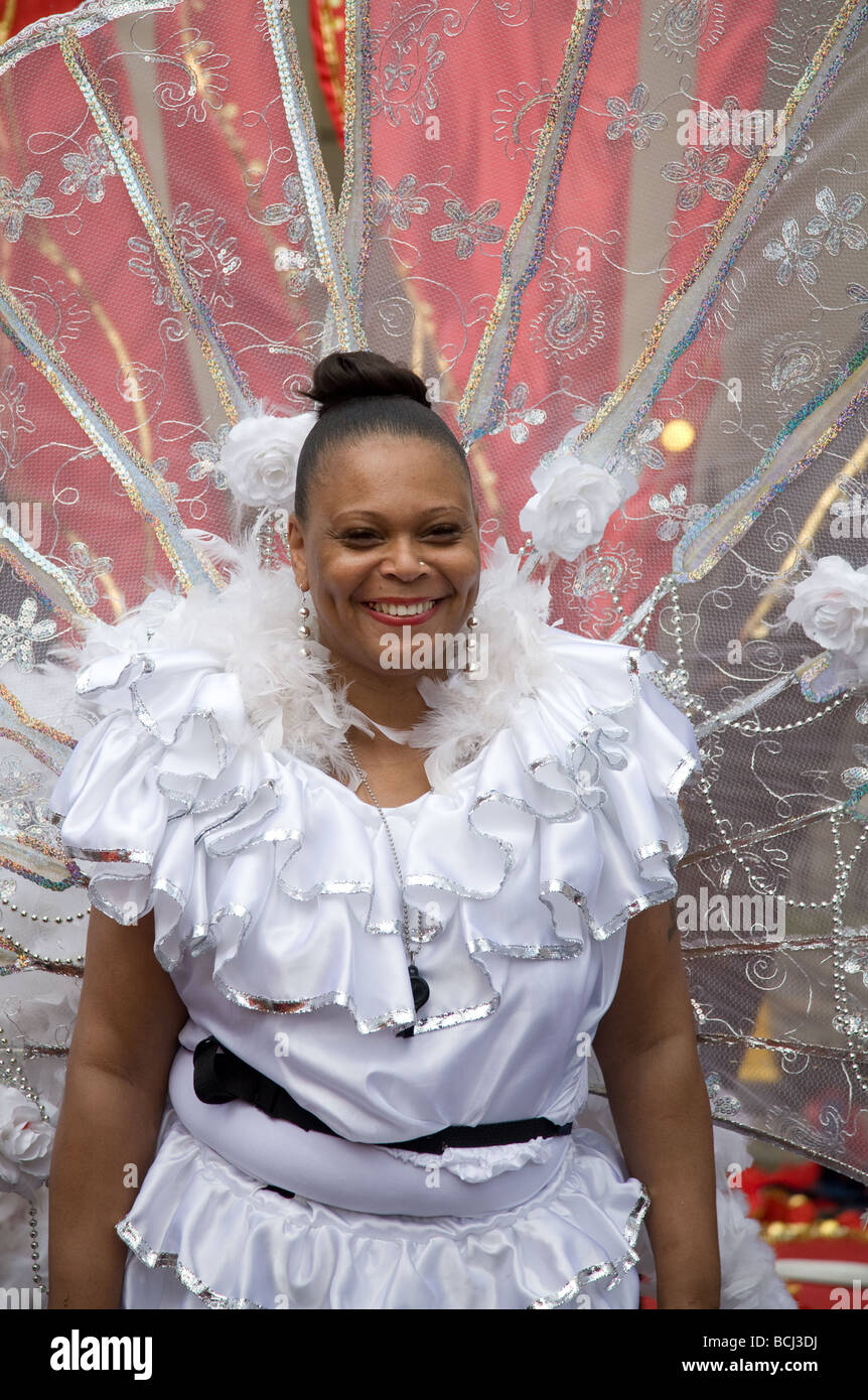 A woman in exotic costume at St Pauls Carnival Bristol, England, UK ...