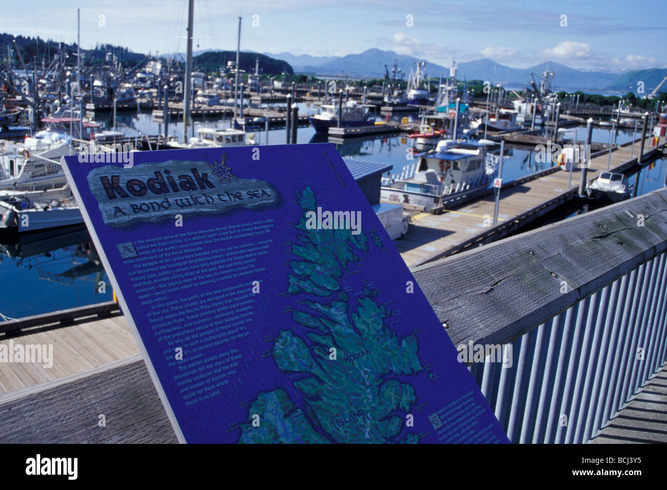 Kodiak History Sign on Boat Harbor Boardwalk Kodiak AK SW Summer Stock ...