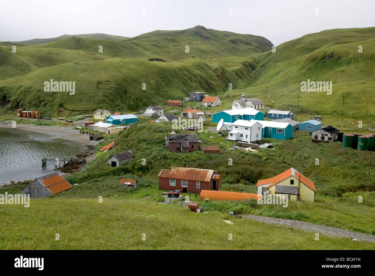 Native Village of Atka on Atka Island SW AK Summer Stock Photo - Alamy