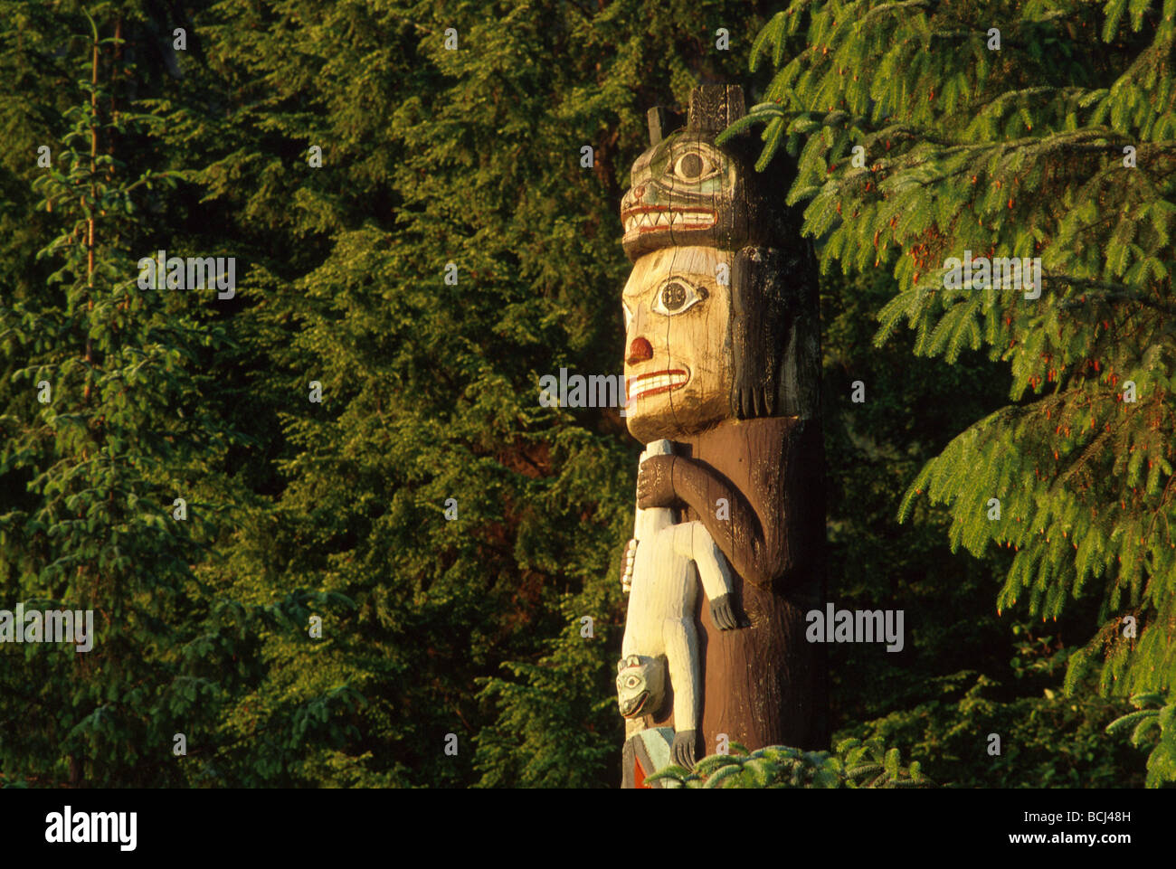 AK Southeast Ketchikan Totem Bight Park Totem Pole Summer Trees Scenic ...