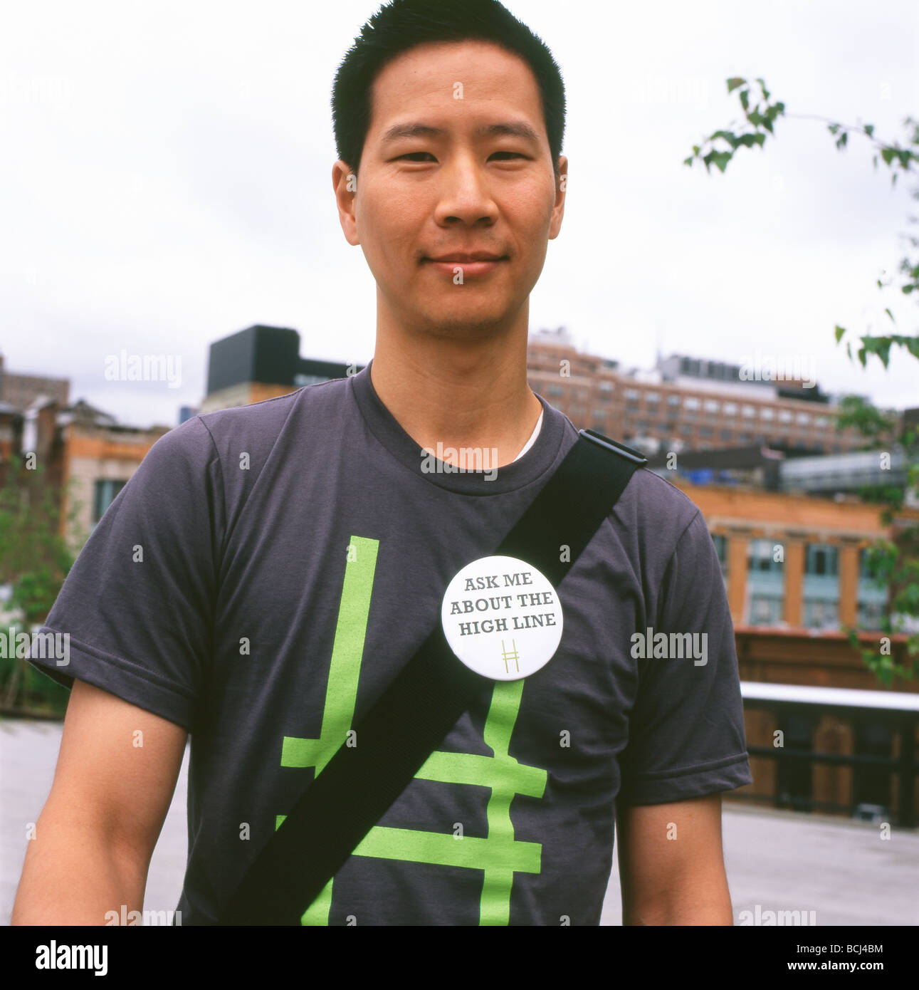 A High Line Park t shirt worn by a worker at the newly opened park in ...