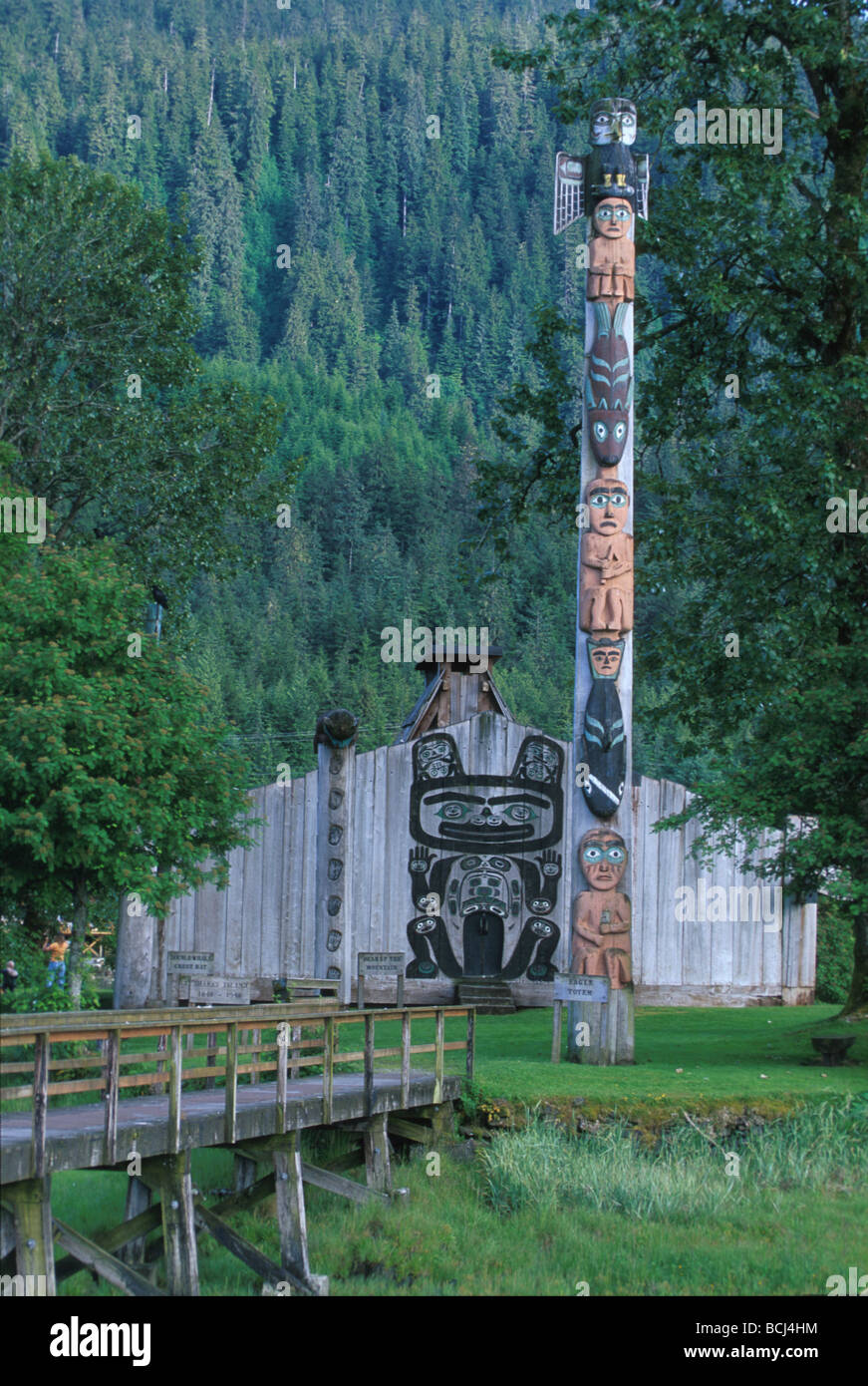 Totems & Clan House on Chief Shakes Island Wrangell SE AK Stock Photo ...