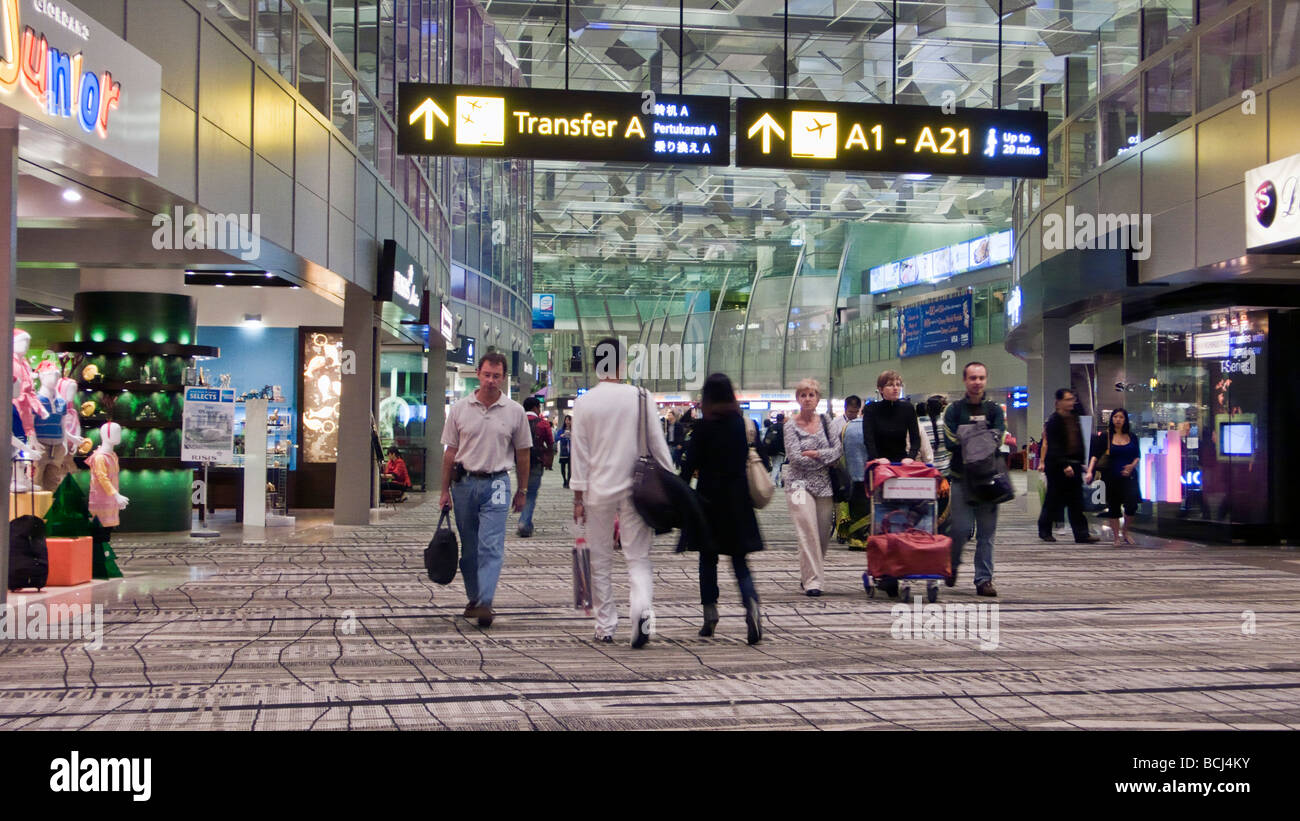 Terminal Three departure hall interior Singapore Changi Airport Stock ...