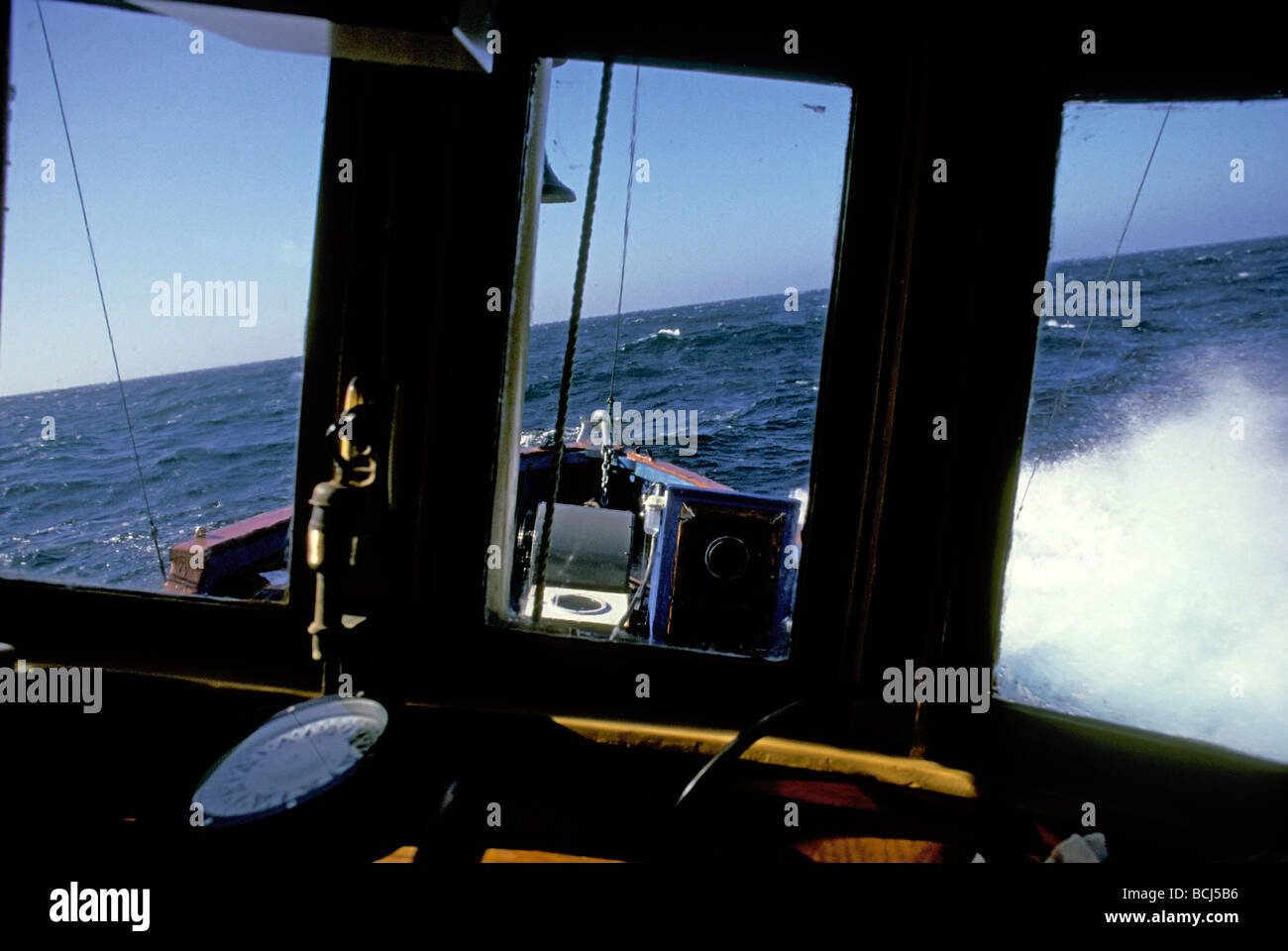 The view from the bridge of a fishing boat as it crosses the Gulf of ...