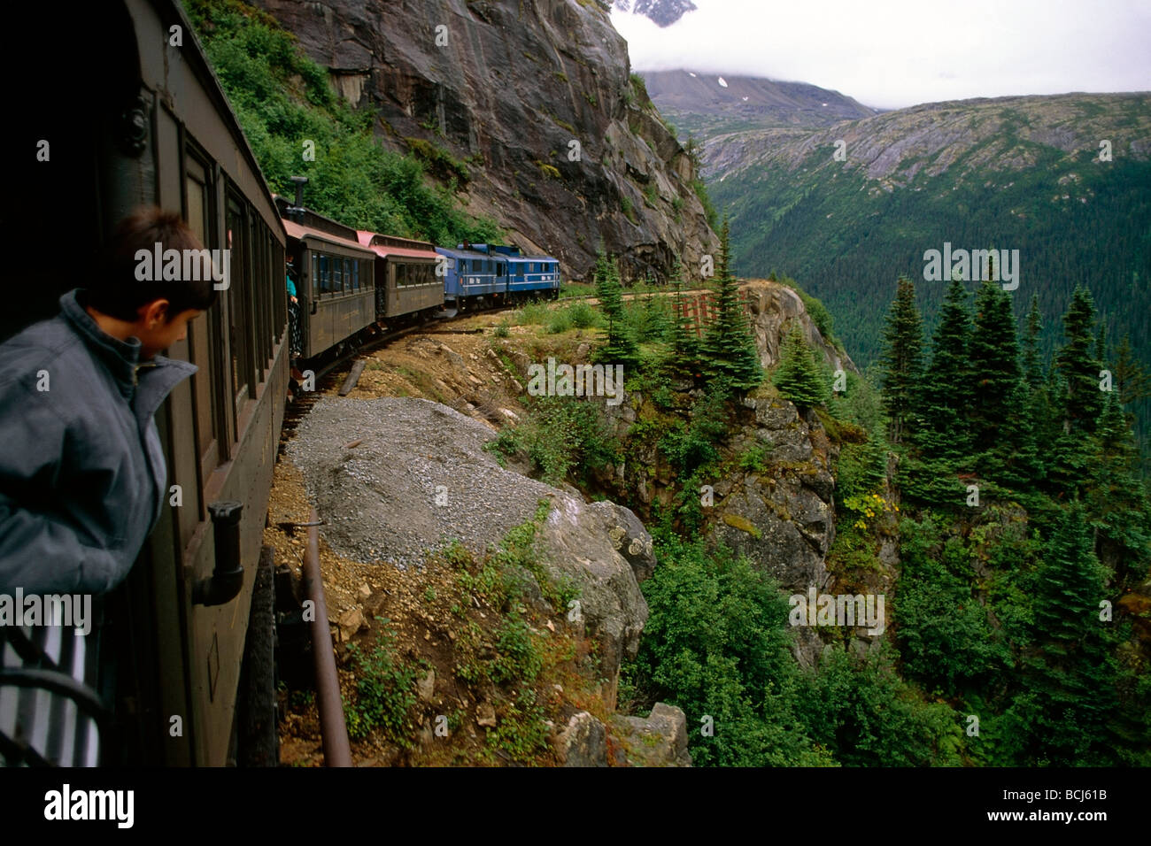 View from White Pass & Yukon railroad Skagway Alaska fall Stock Photo ...