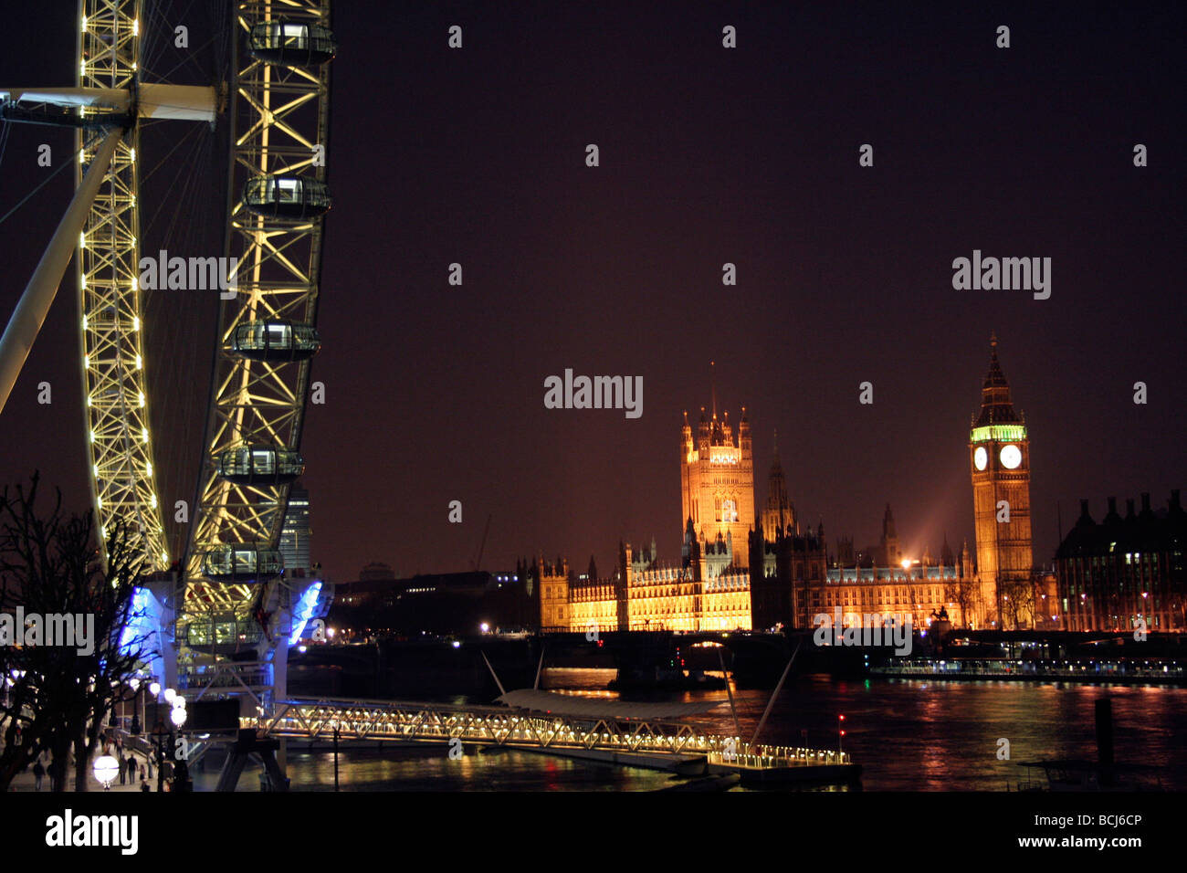 Westminster and the London Eye, at night Stock Photo - Alamy
