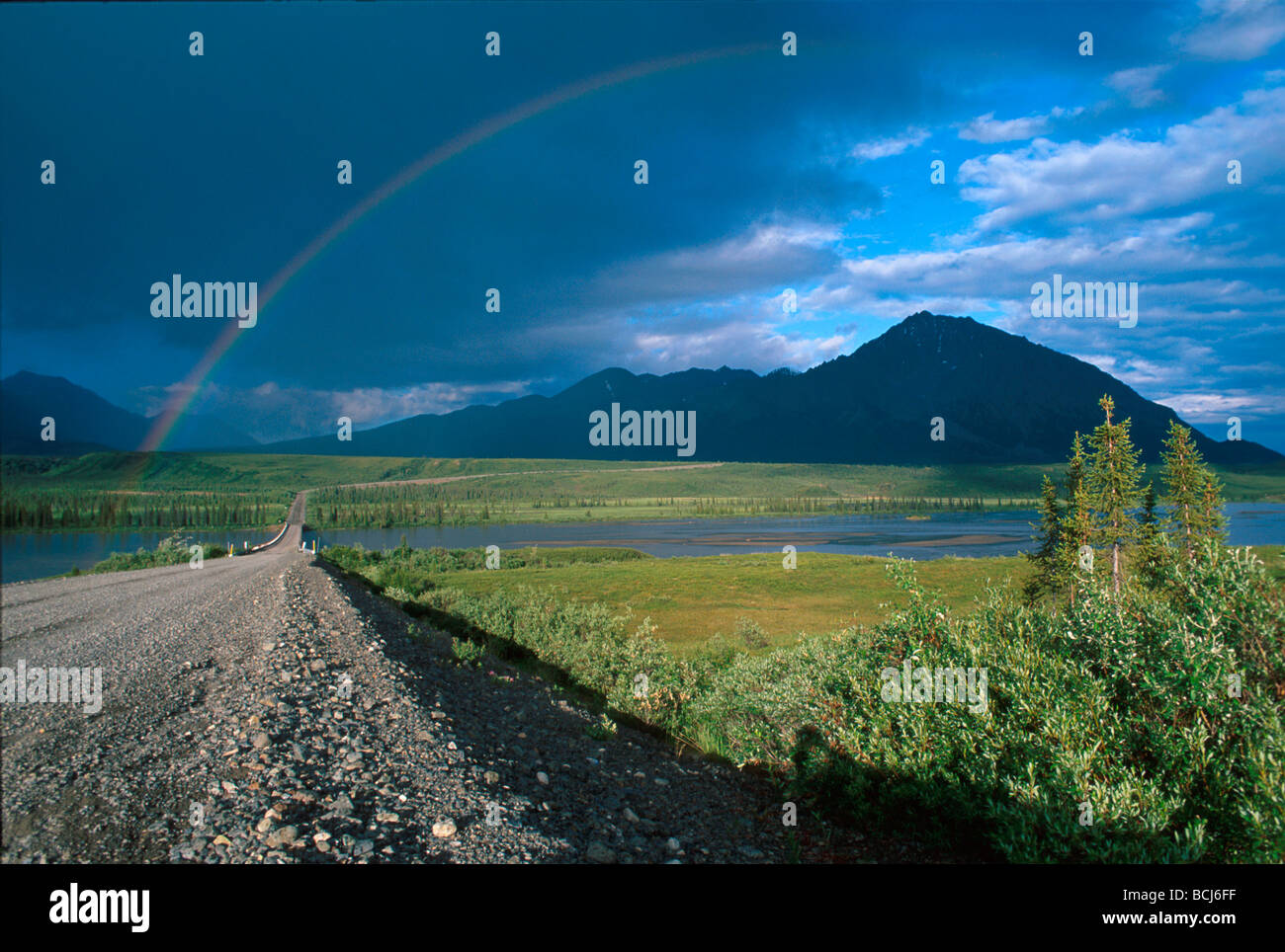 Rainbow Susitna Bridge Denali Hwy Int AK Summer Stock Photo - Alamy