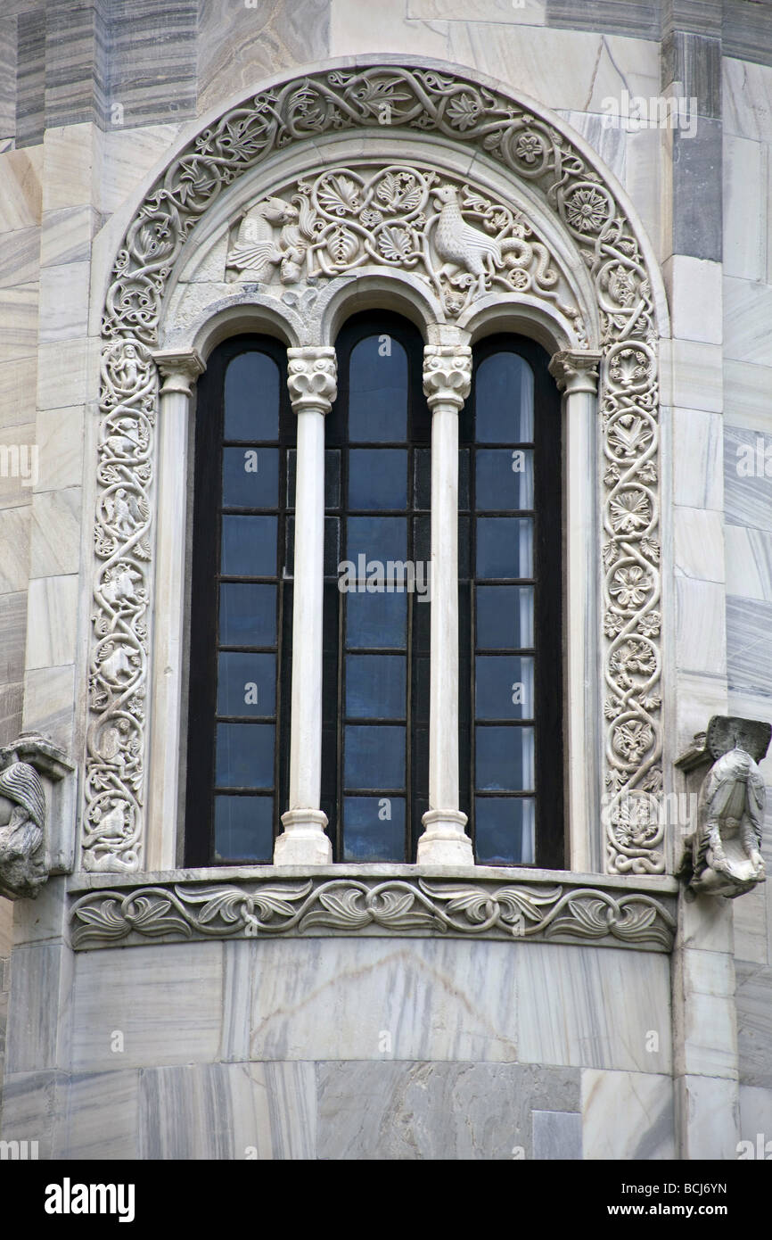 Window on Studenica monastery - animal ornaments Stock Photo - Alamy