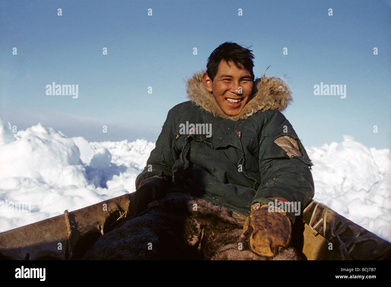 Portrait of AK Native Eskimo on Whale Hunt AK AR near Pt.Barrow Spring ...