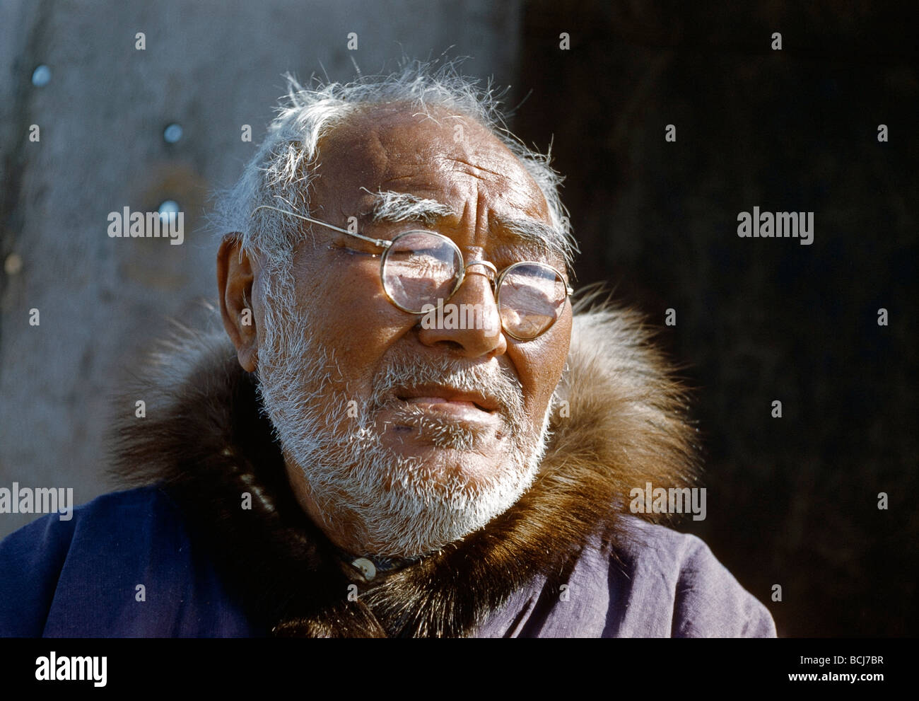 Portrait of old native eskimo man Barrow Alaska Arctic Summer Stock ...