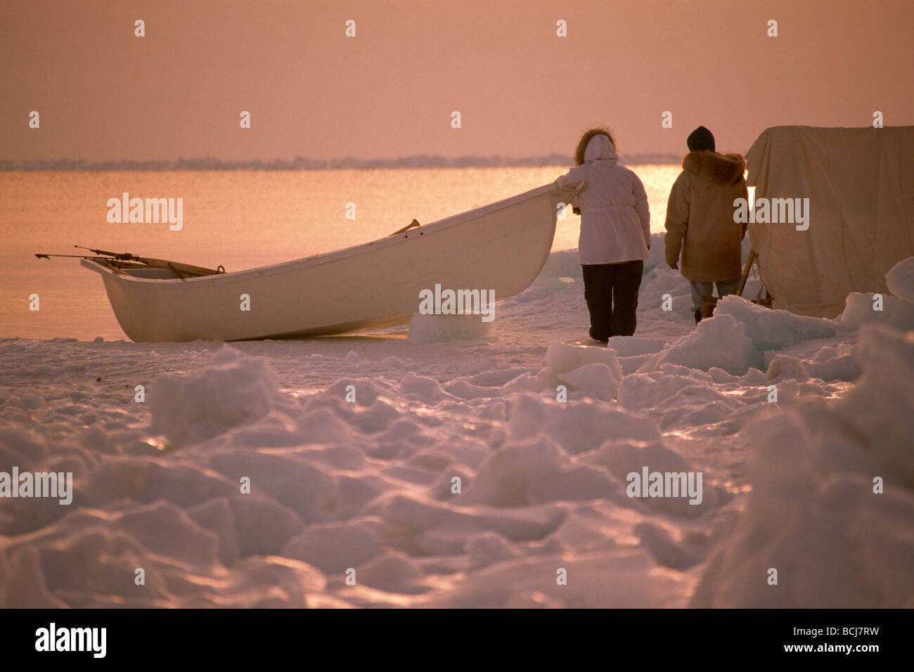 Native Hunters w/ Skin Boat at Whale Camp Barrow AK Arctic ...
