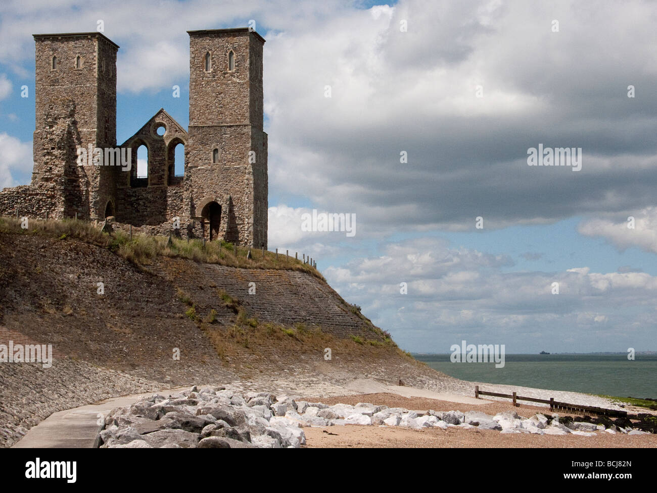 The remains of St Mary s Church Reculver Kent UK Stock Photo - Alamy