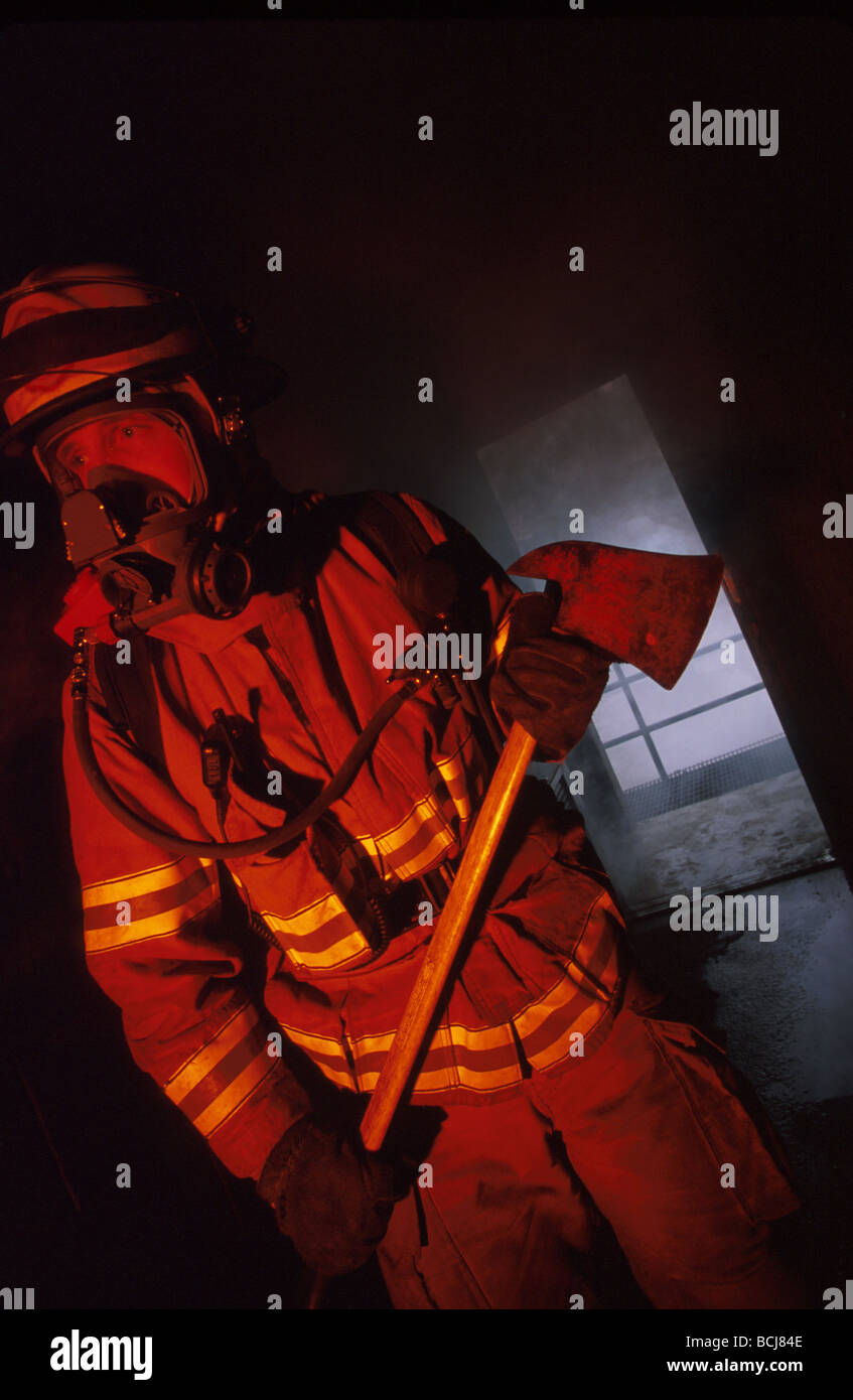 Fireman In Smoke Filled Room Fire Training Center Juneau Stock Photo ...