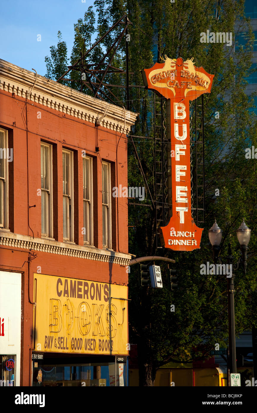 Buiding facad in old town Portland Oregon USA Stock Photo - Alamy