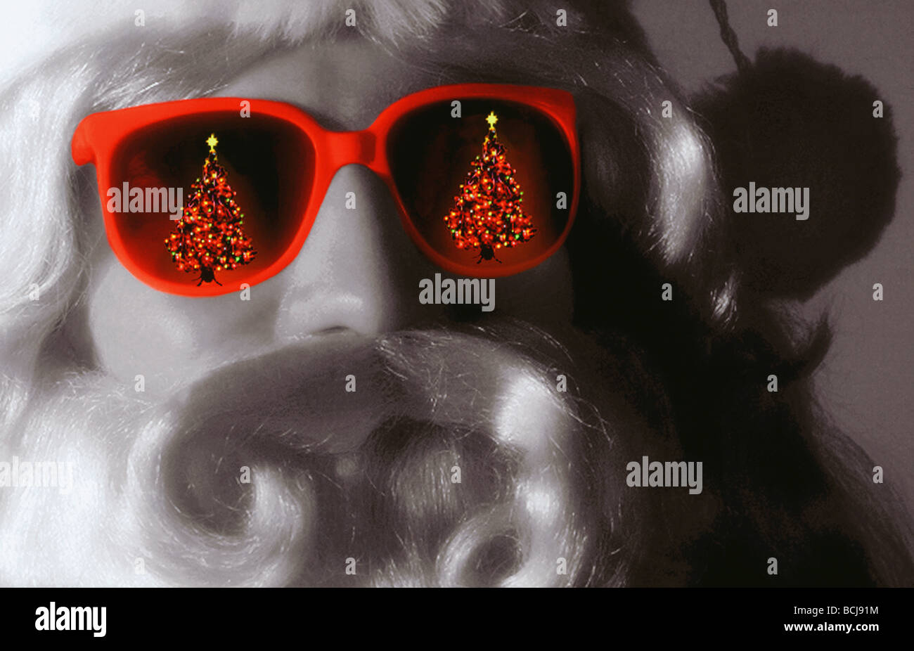 COMPOSITE Digital Image of Santa Claus W/Reflection in Sun Glasses ...