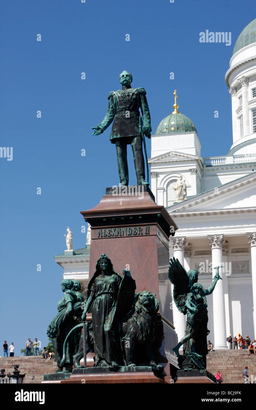 Statue of Tsar Alexander II in Senate Square, Helsinki, Finland Stock ...