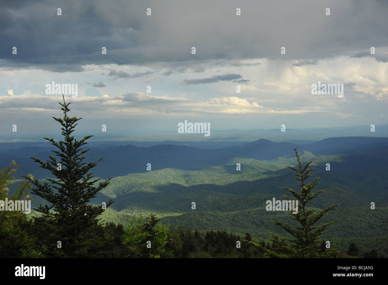 Mountain ridges near the Blue Ridge Parkway in the Appalachian ...