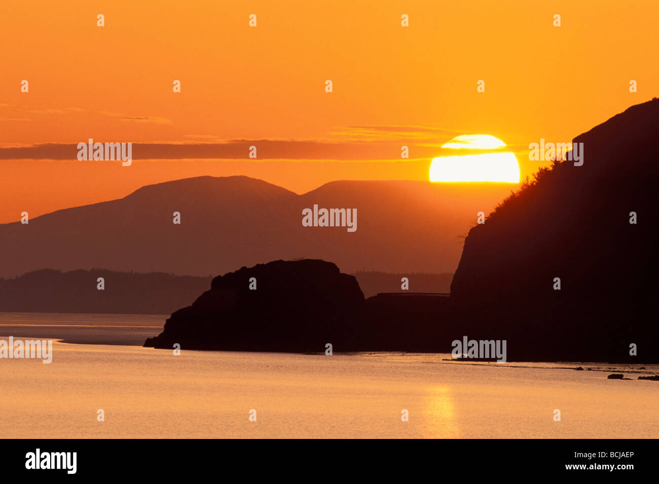 Sunset over AK Range & Cook Inlet Turnagain Arm SC AK Summer Stock ...