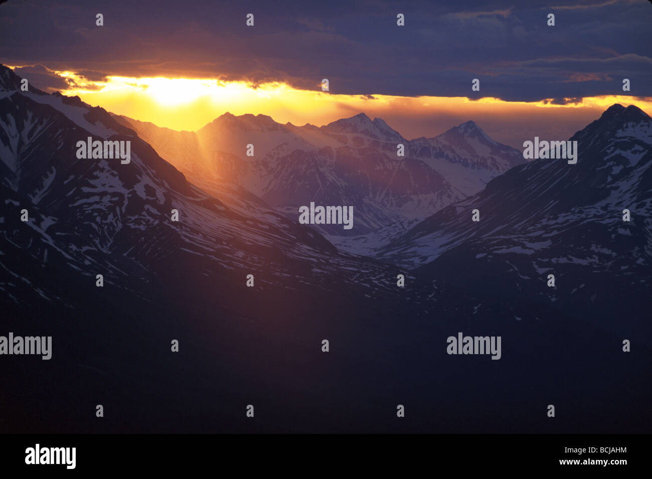 Sunset Chilkat Mtns near Canadian border AK Southeast Summer Scenic ...