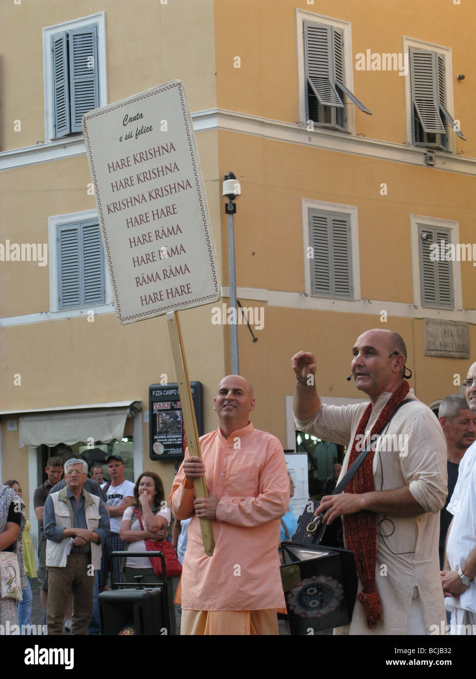 hare krishna followers in capo de fiori piazza square in rome italy ...