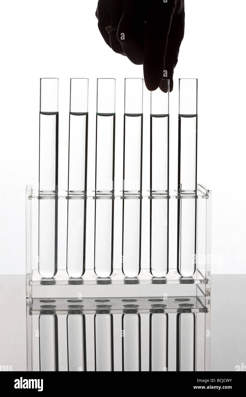 Experiments with laboratory glassware in chemistry Stock Photo - Alamy