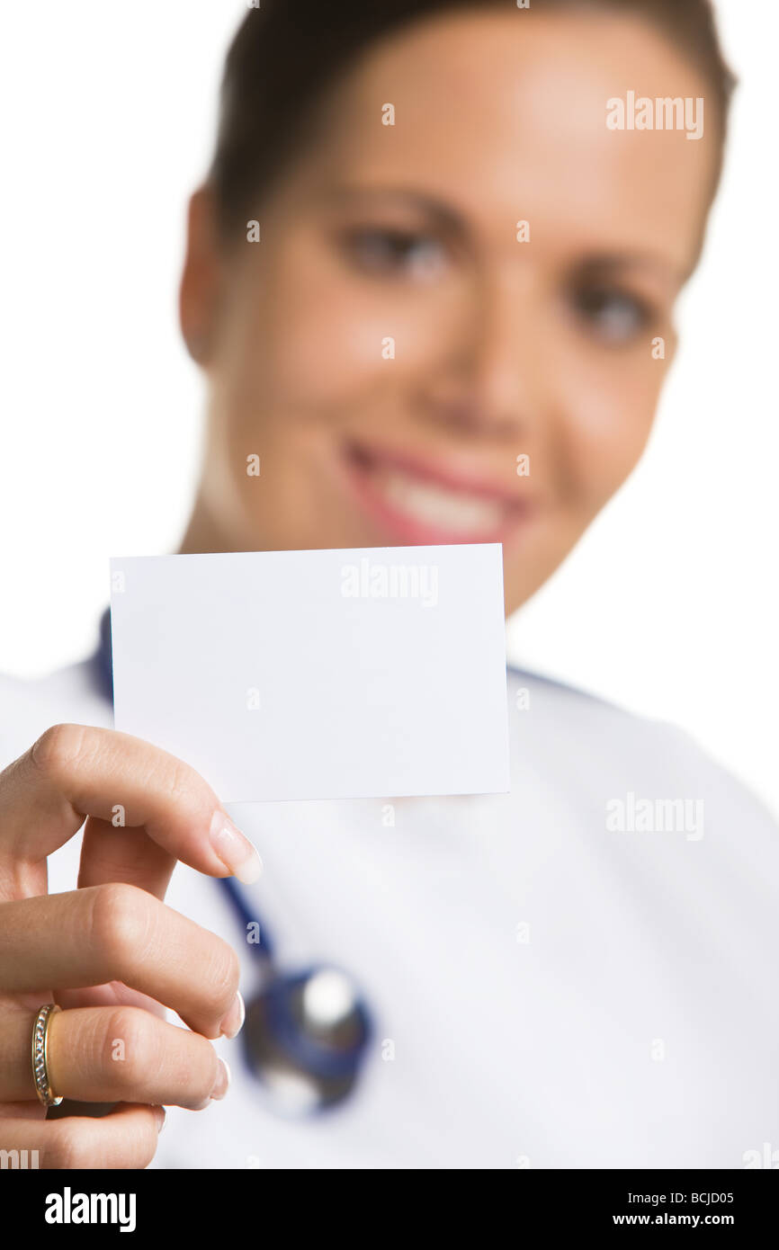 doctor with a blank white business card Stock Photo - Alamy