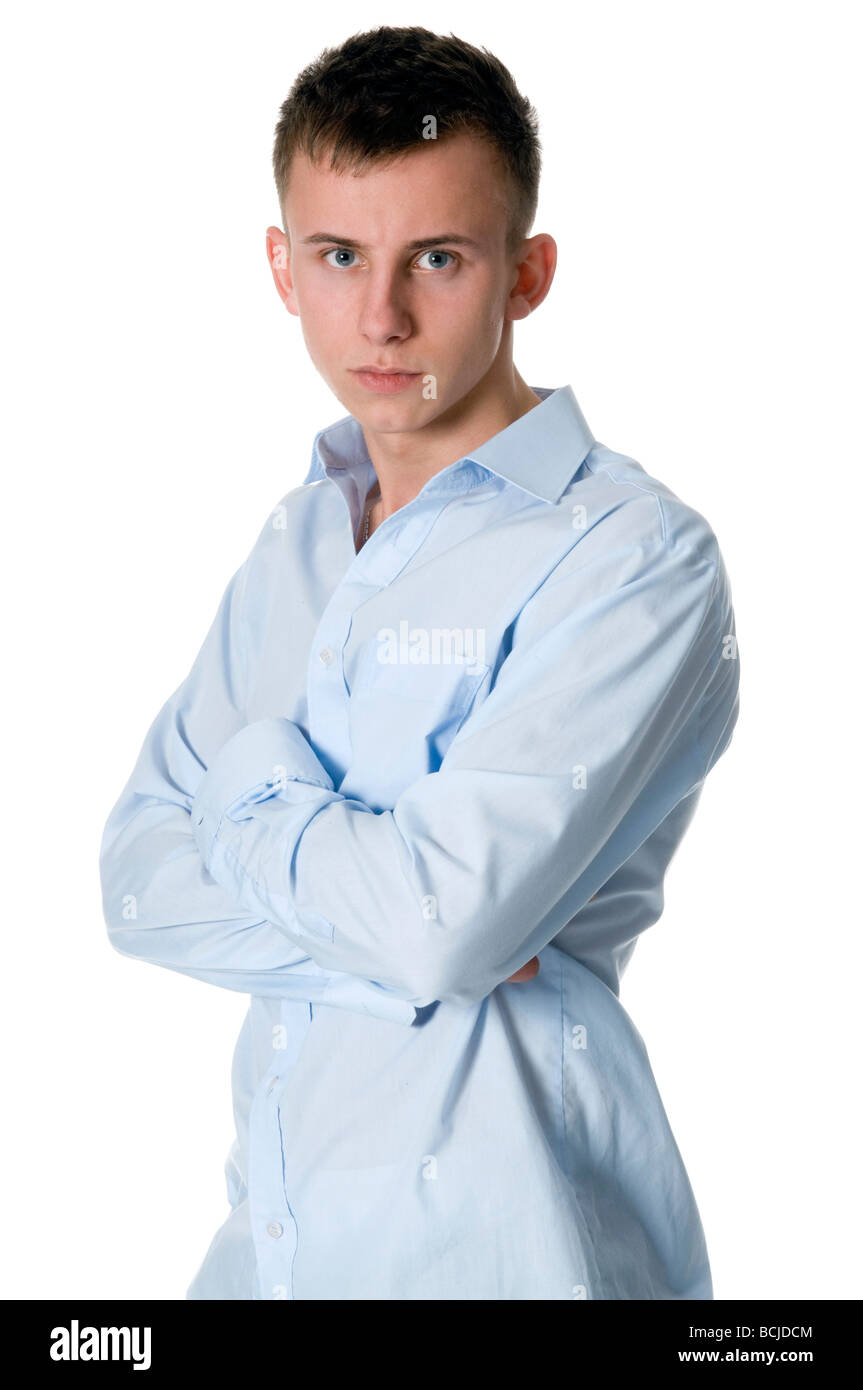 Portrait of a young with crossed arms Stock Photo - Alamy