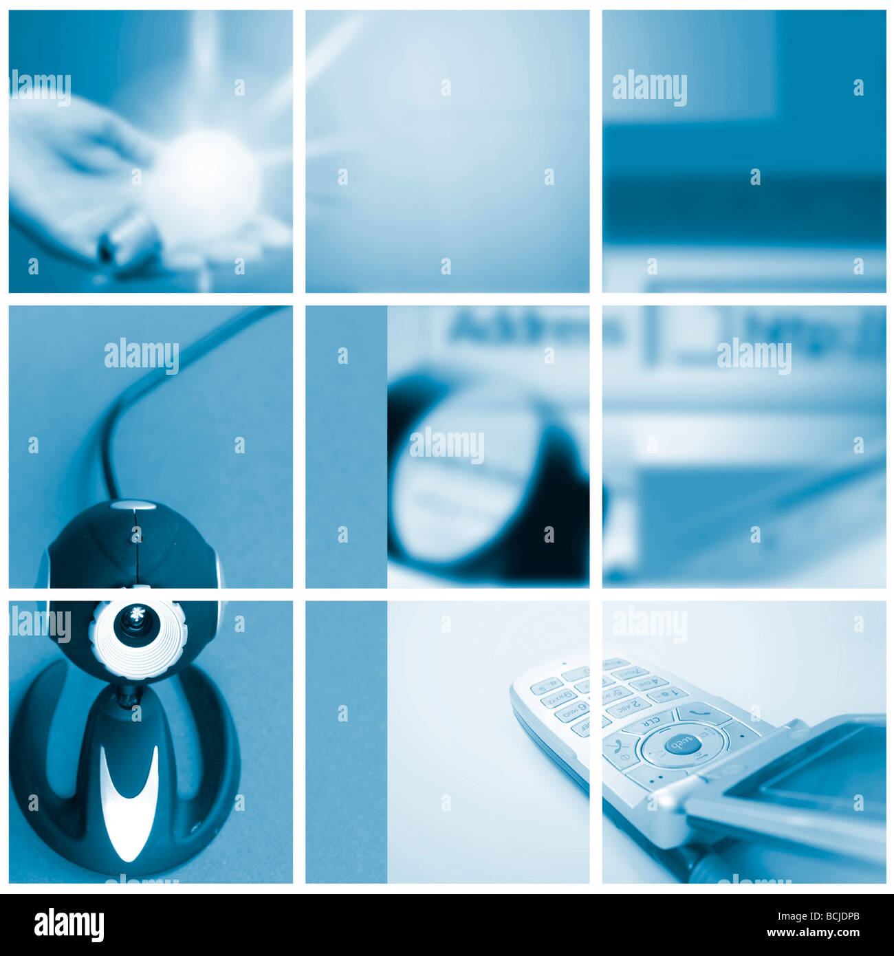 Colorful communication collage made great photographs. Square shape Stock Photo - Alamy