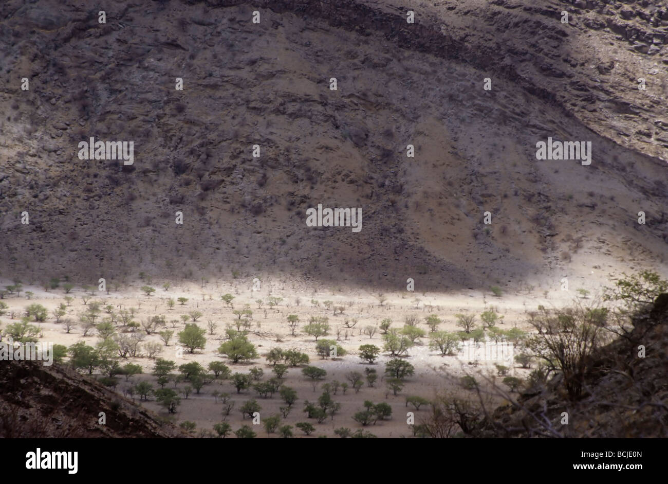 View of the edge of the Marienfluss from the top of Van Zyl's Pass in ...