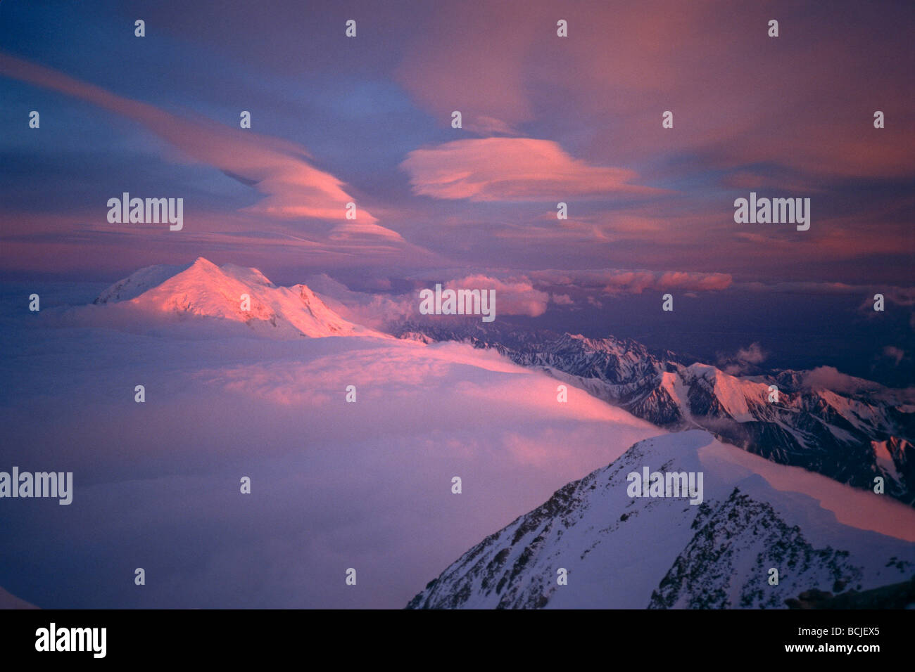 Mt Foraker @ Sunset from Denali West Buttress IN AK Spring Denali NP ...