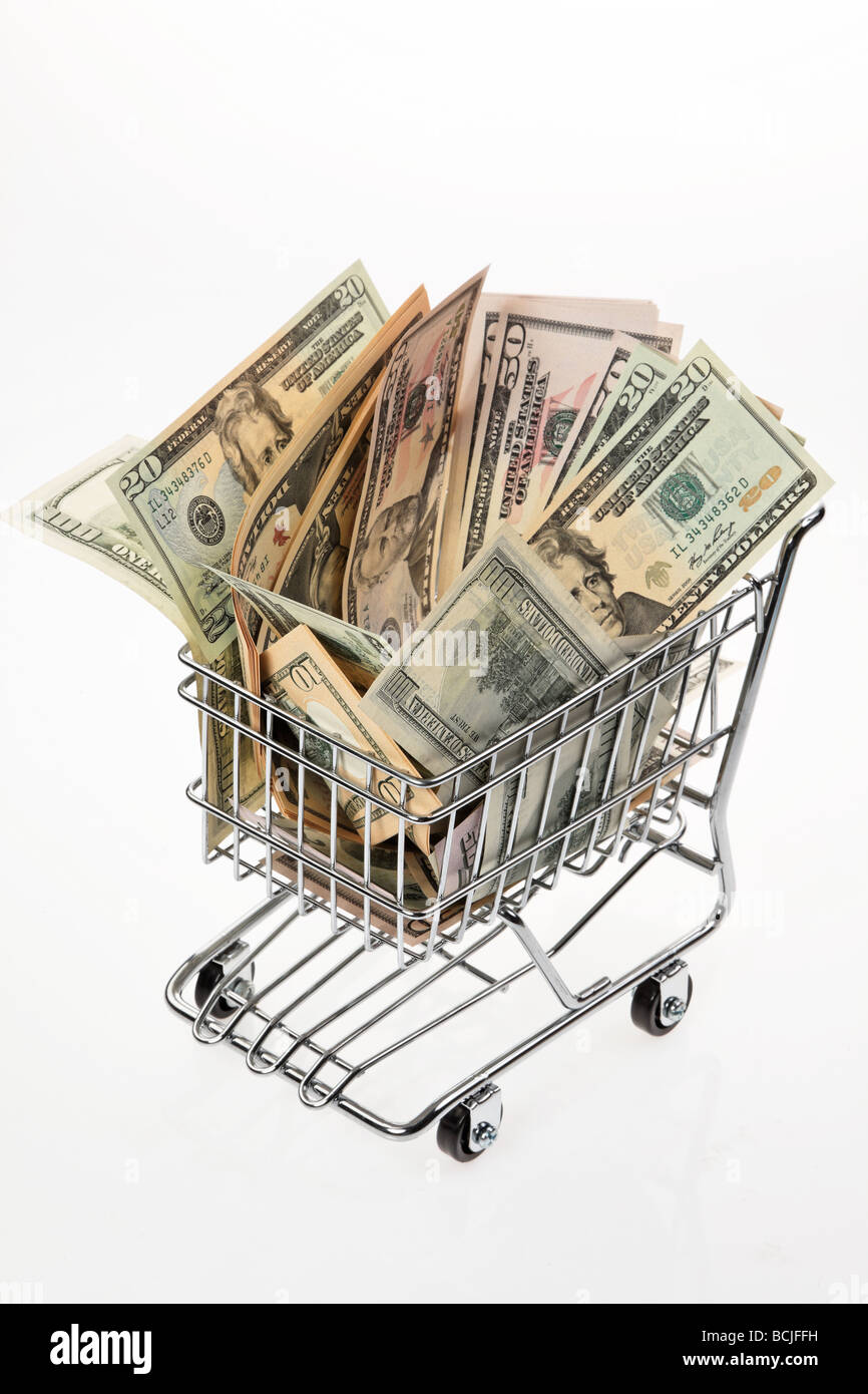 Currency U.S. dollar banknotes in a basket Stock Photo - Alamy