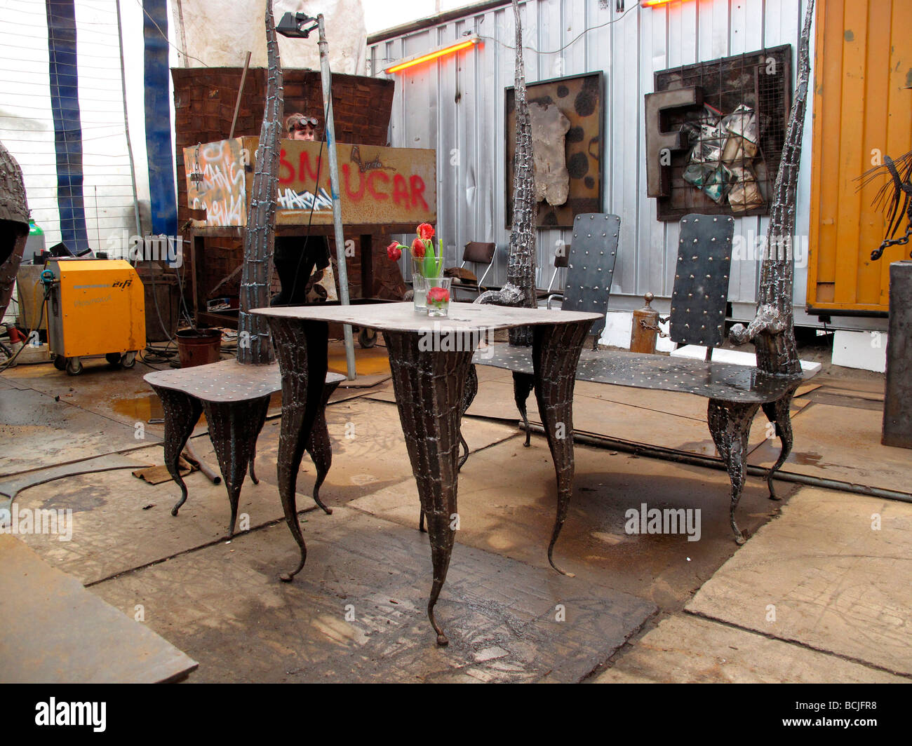 Germany Berlin graffiti and heavy metal sculpture in Jewish area Art ...