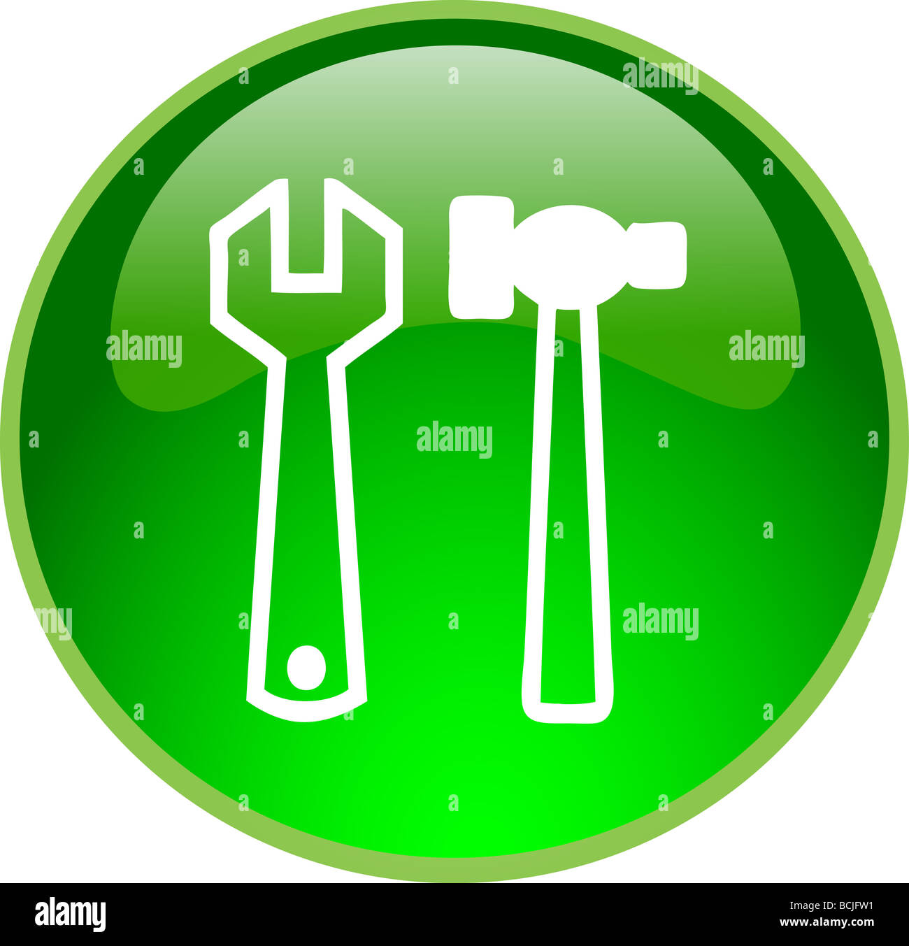 illustration of a green repair button Stock Photo - Alamy