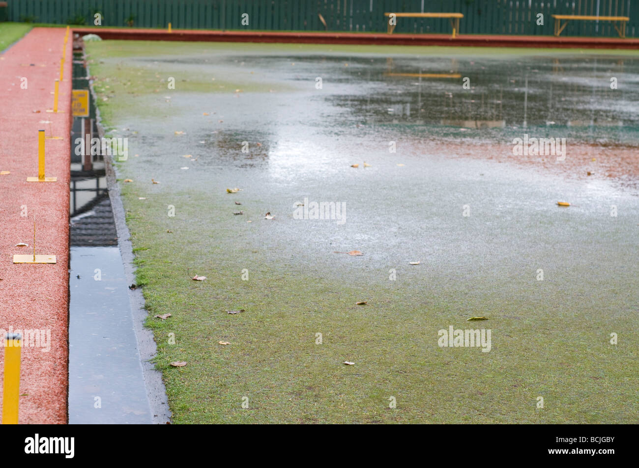 waterlogged bowling green Stock Photo - Alamy