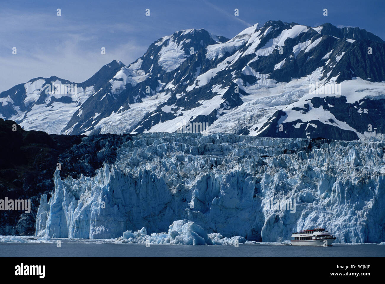 Tour Boat at the Face of Surprise Glacier PWS Alaska Stock Photo - Alamy