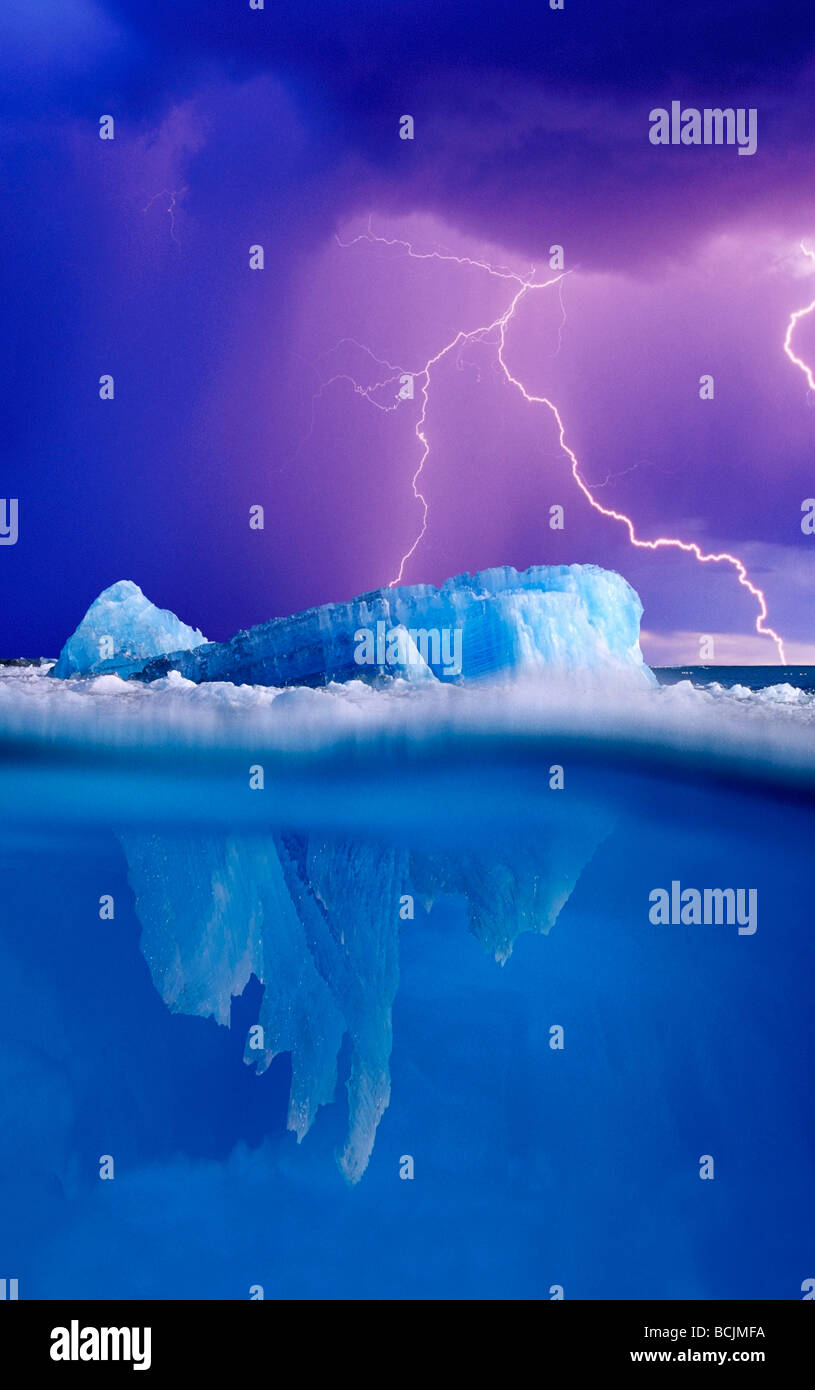 Tip of the Iceberg and Lightening Digital Composite Stock Photo - Alamy