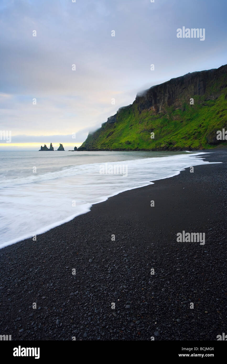 Black Sand Beach and Reynisdrangur Sea Stacks, Vik, Cape Dyrholaey ...