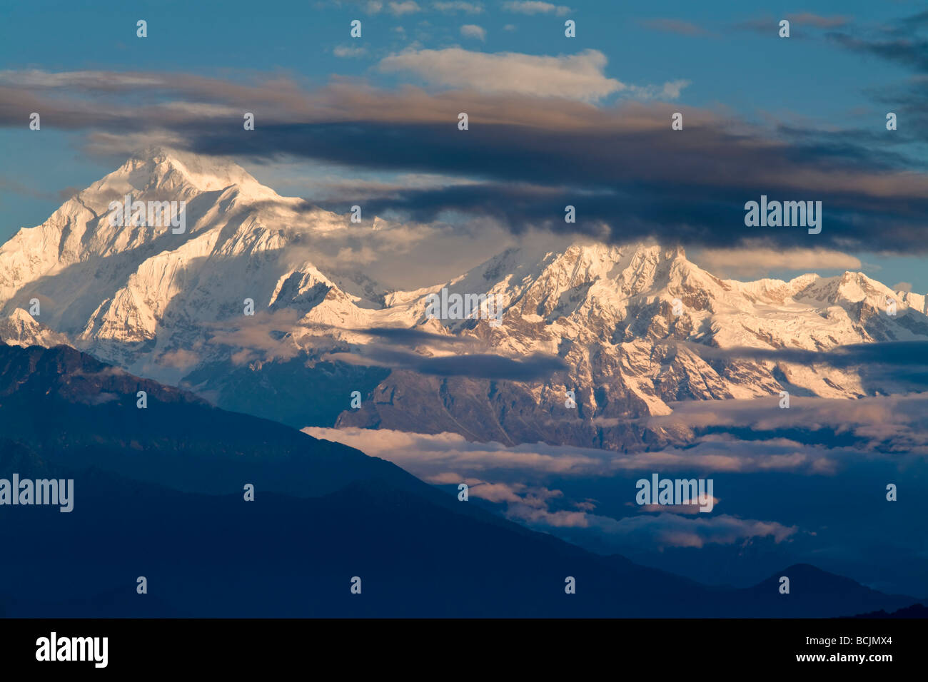 India, Sikkim, Gangtok, Hanuman Tok viewpoint, View of Kanchenjunga ...