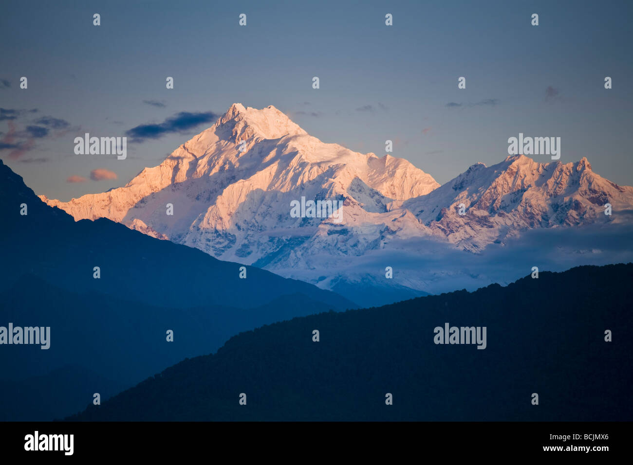 India, Sikkim, Gangtok, Ganesh Tok viewpoint, View of Kanchenjunga ...