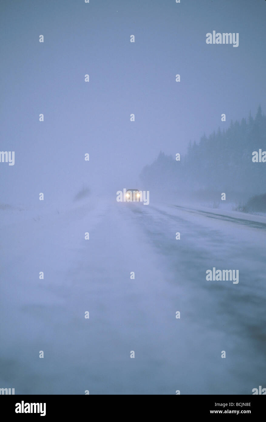 Blowing Snow Seward Hwy Driving Winter Storm SC AK Stock Photo - Alamy