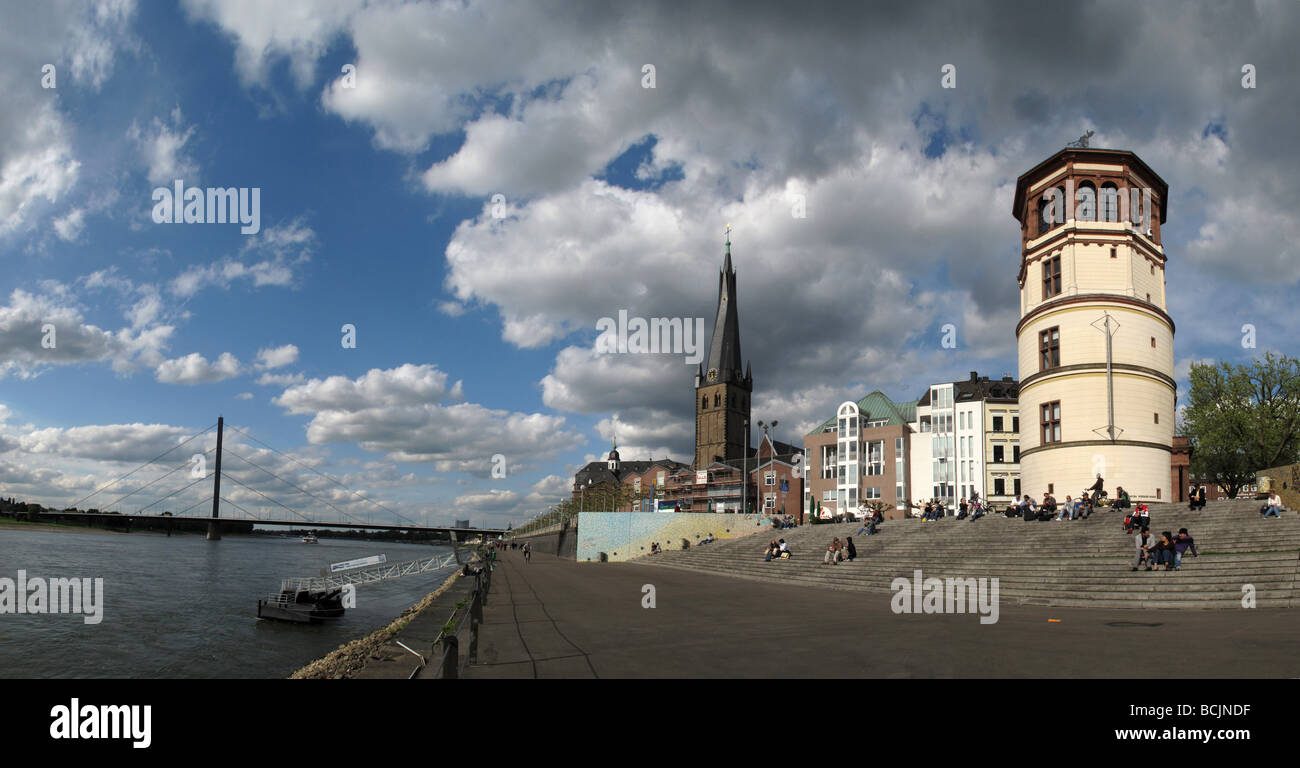 Germany Westphalia Duesseldorf river Rhine promenade Stock Photo - Alamy