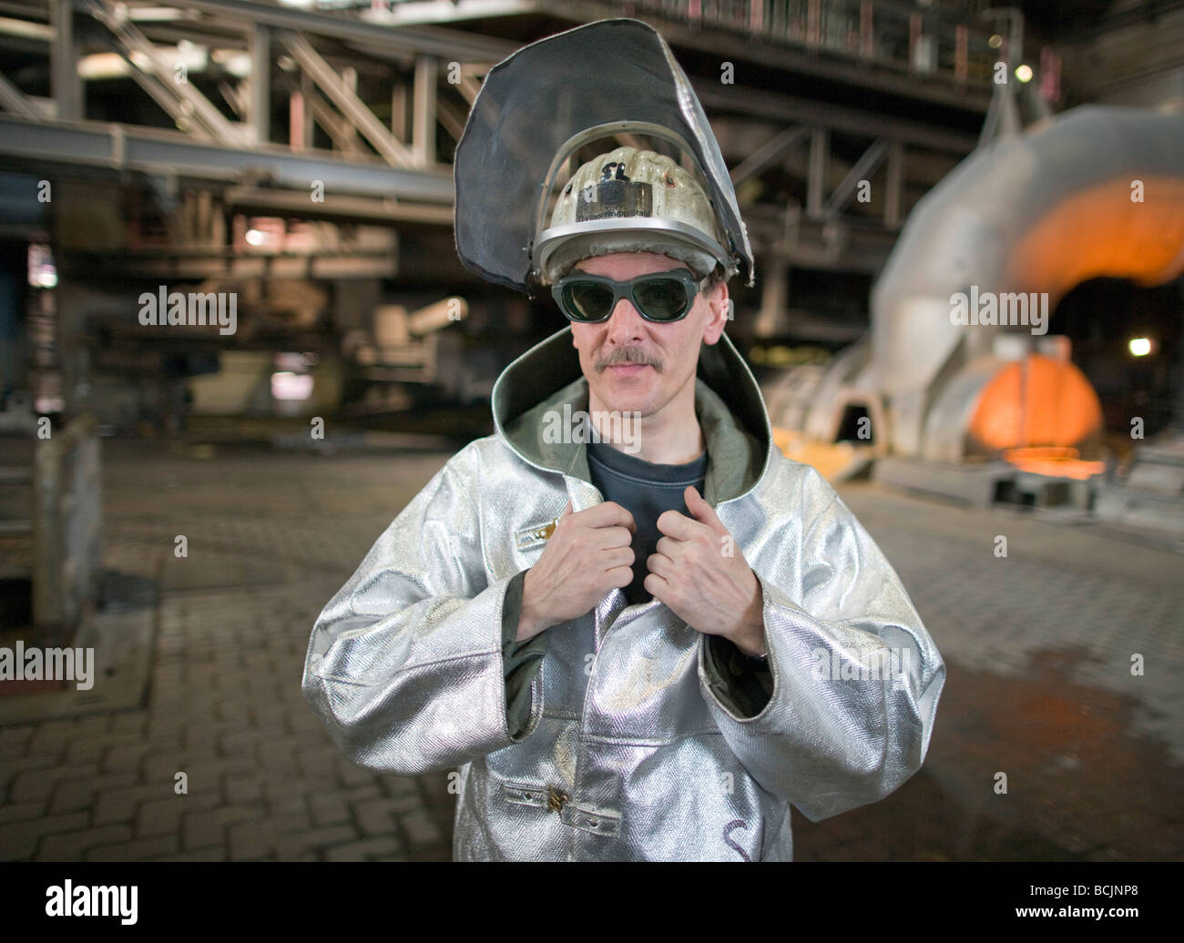Worker at blast furnace at ThyssenKrupp Steel AG Stock Photo - Alamy