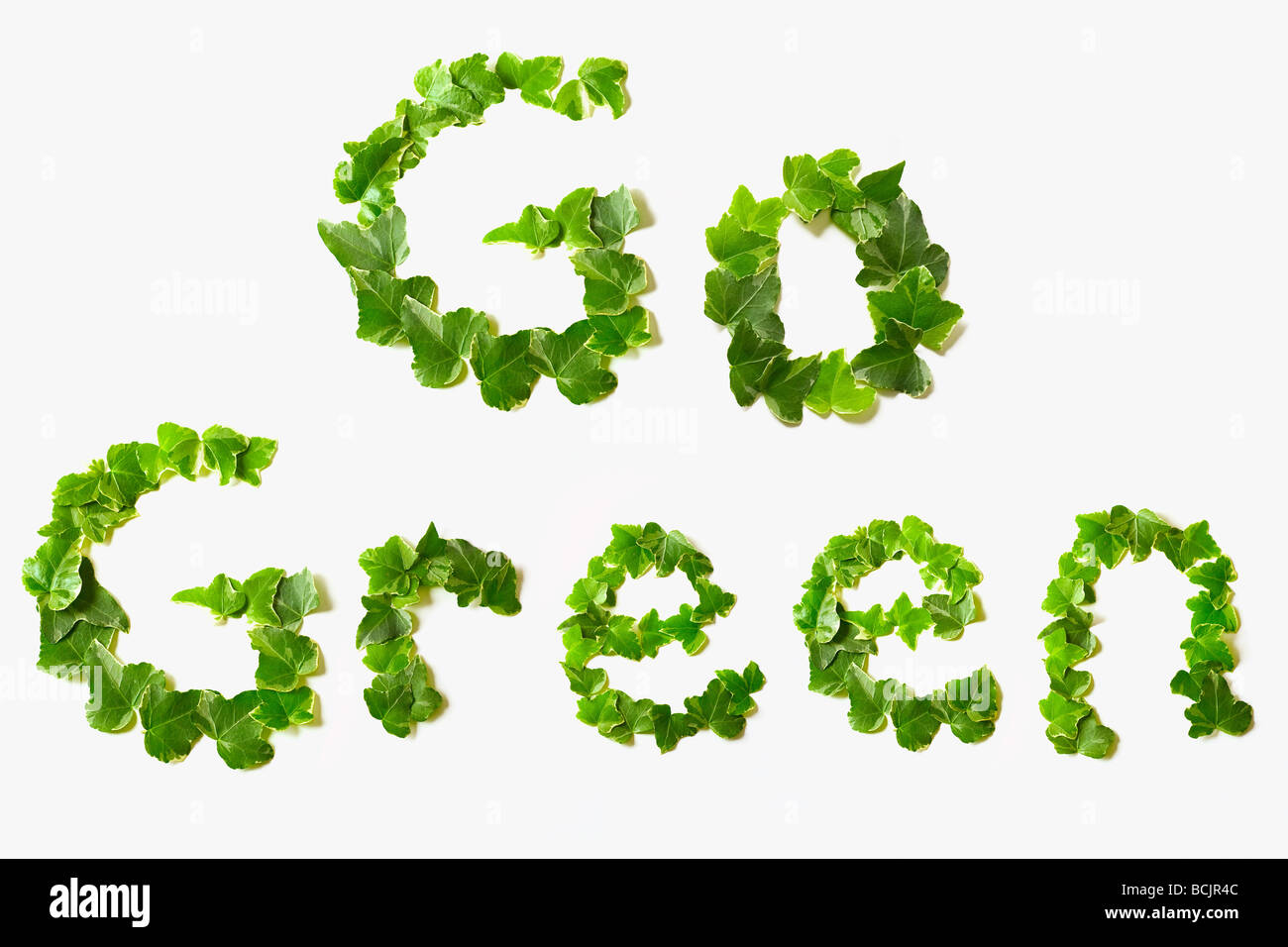 Go green written with leaves Stock Photo - Alamy