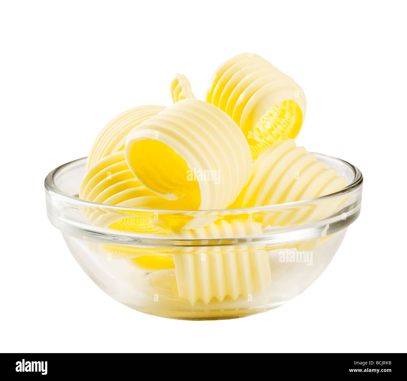 Butter curls in a glass bowl Stock Photo - Alamy