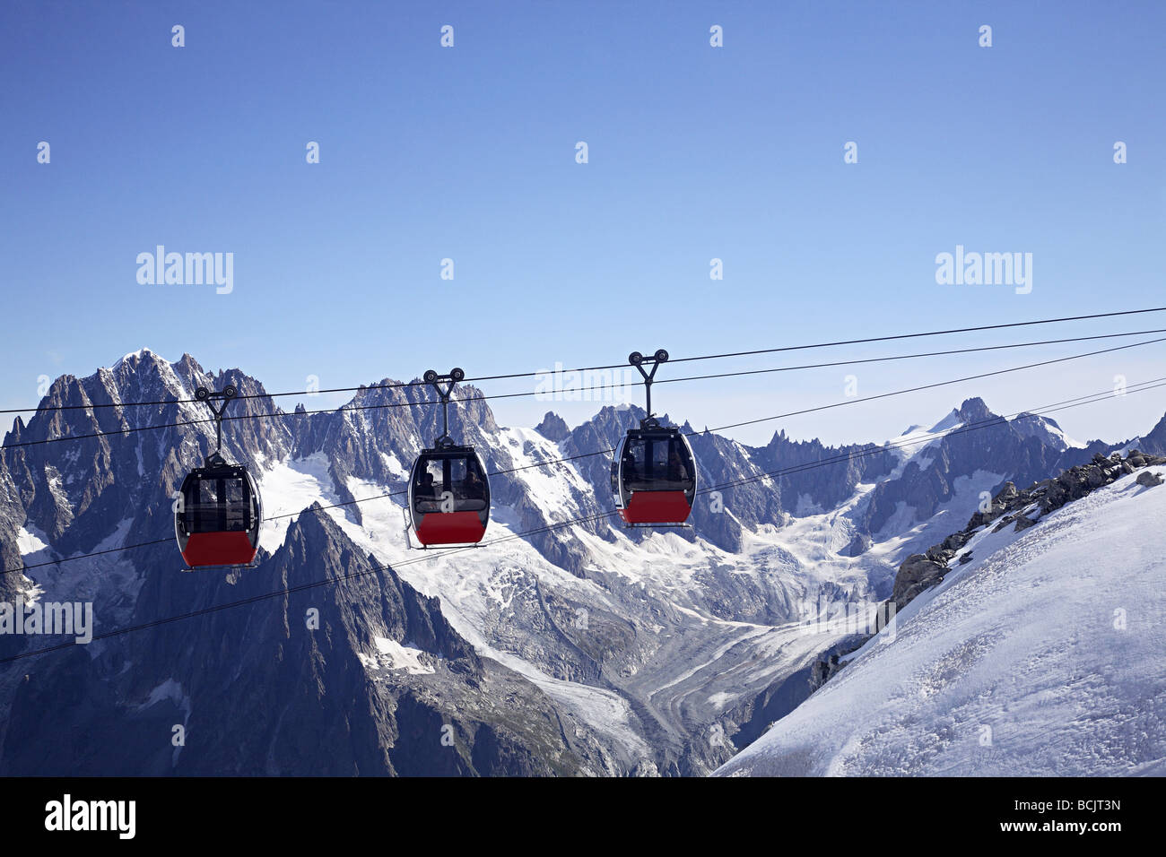 Cable cars in french alps near mont blanc Stock Photo - Alamy