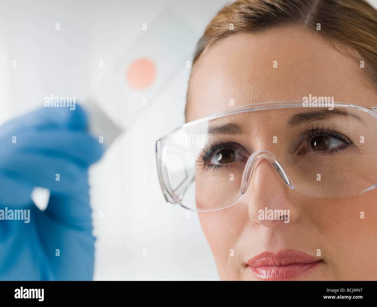 Female scientist holding litmus paper Stock Photo - Alamy