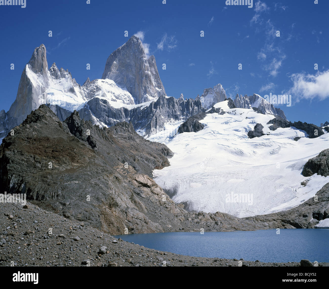 Landscape view of fitzroy mountain range, glaciar and lake, Los ...