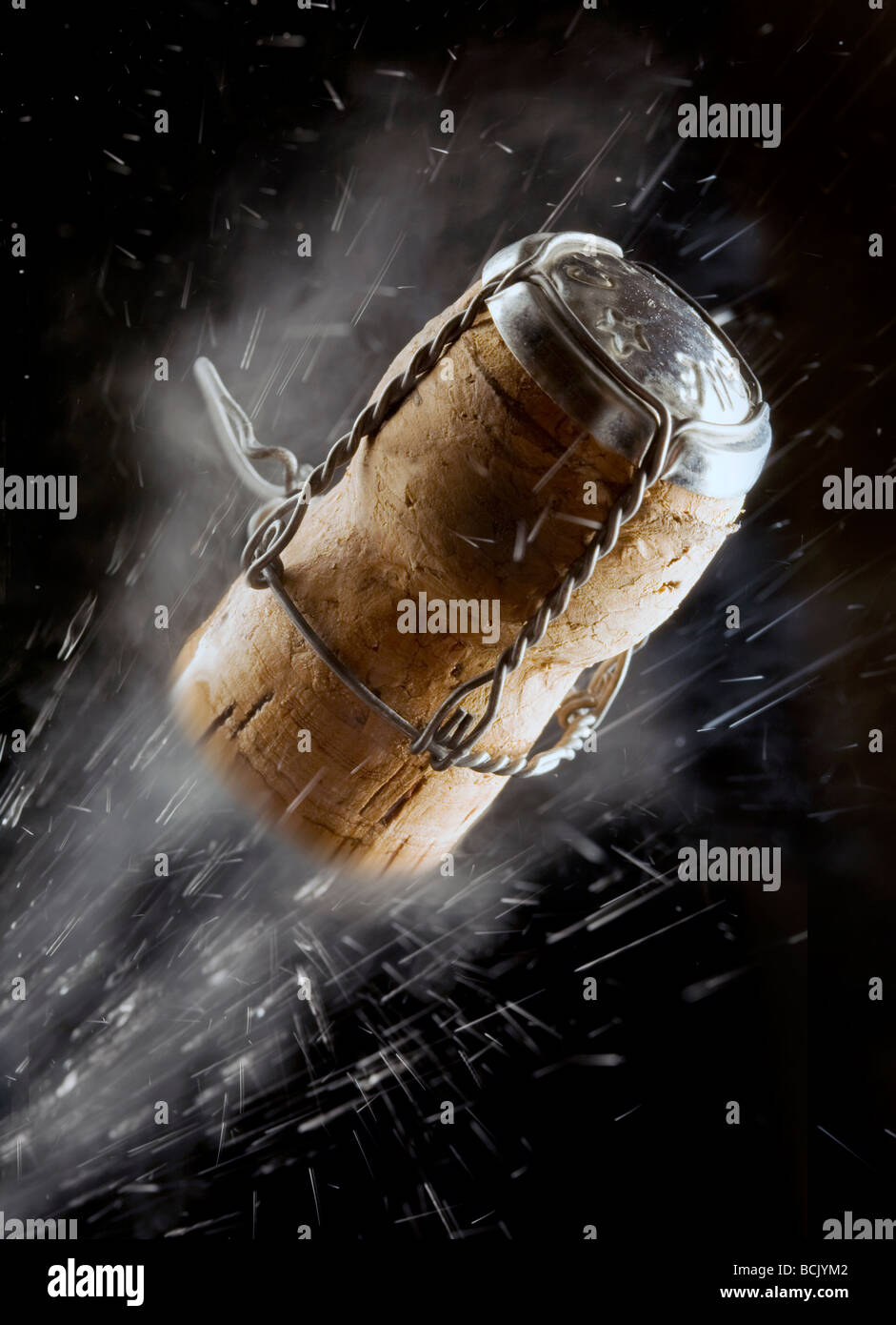 Champagne cork flying Stock Photo - Alamy