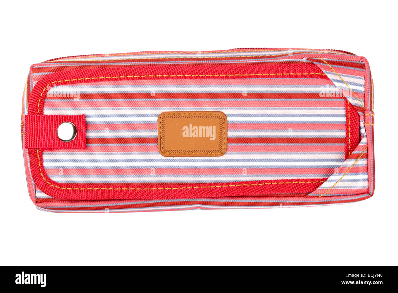 A red pencil case isolated on white background Stock Photo - Alamy